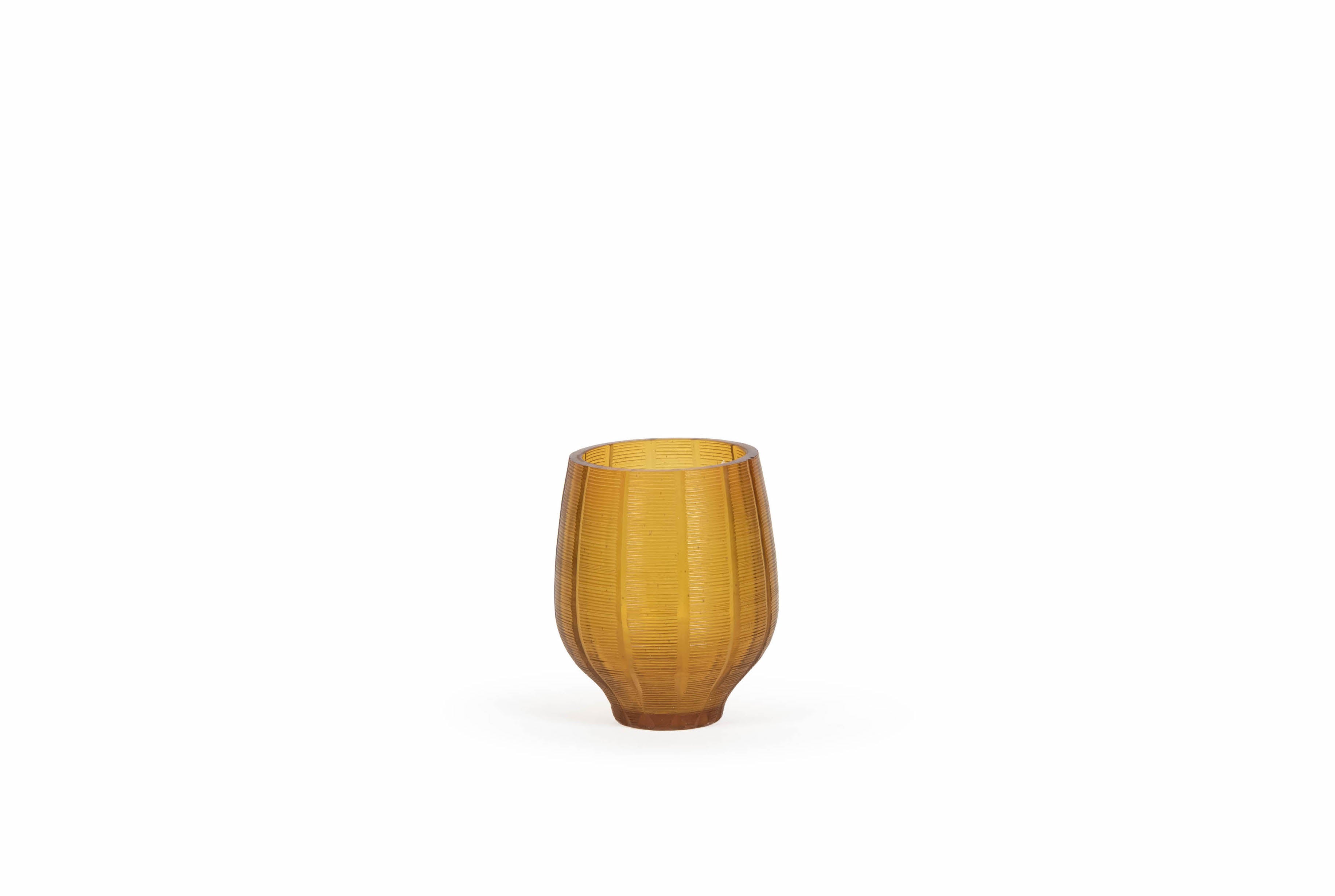 Iris Selections | Vertical Handcut Vase, Amber, Small