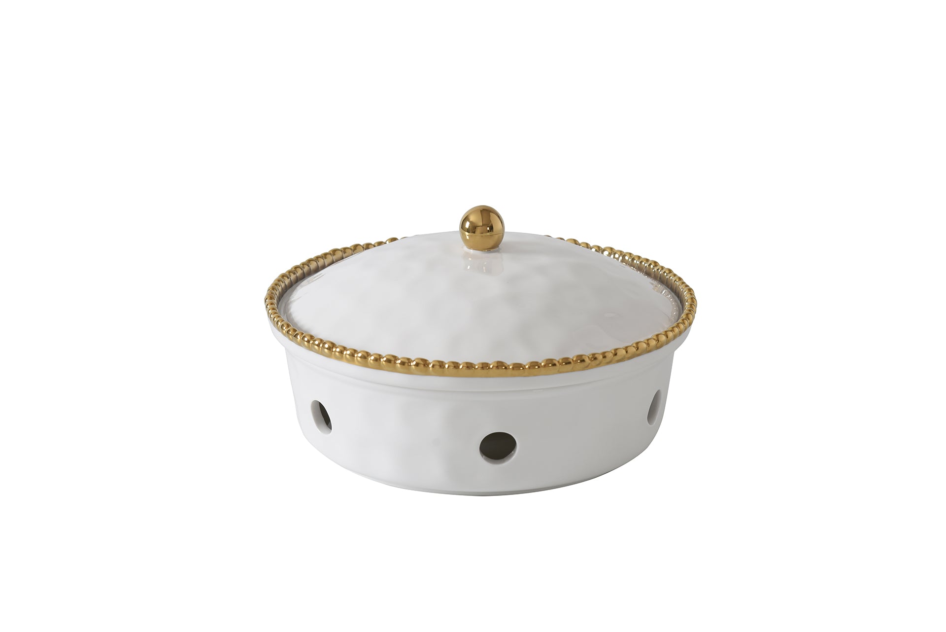 Small Round Chafing Dish with Gold Beads – Iris Selections