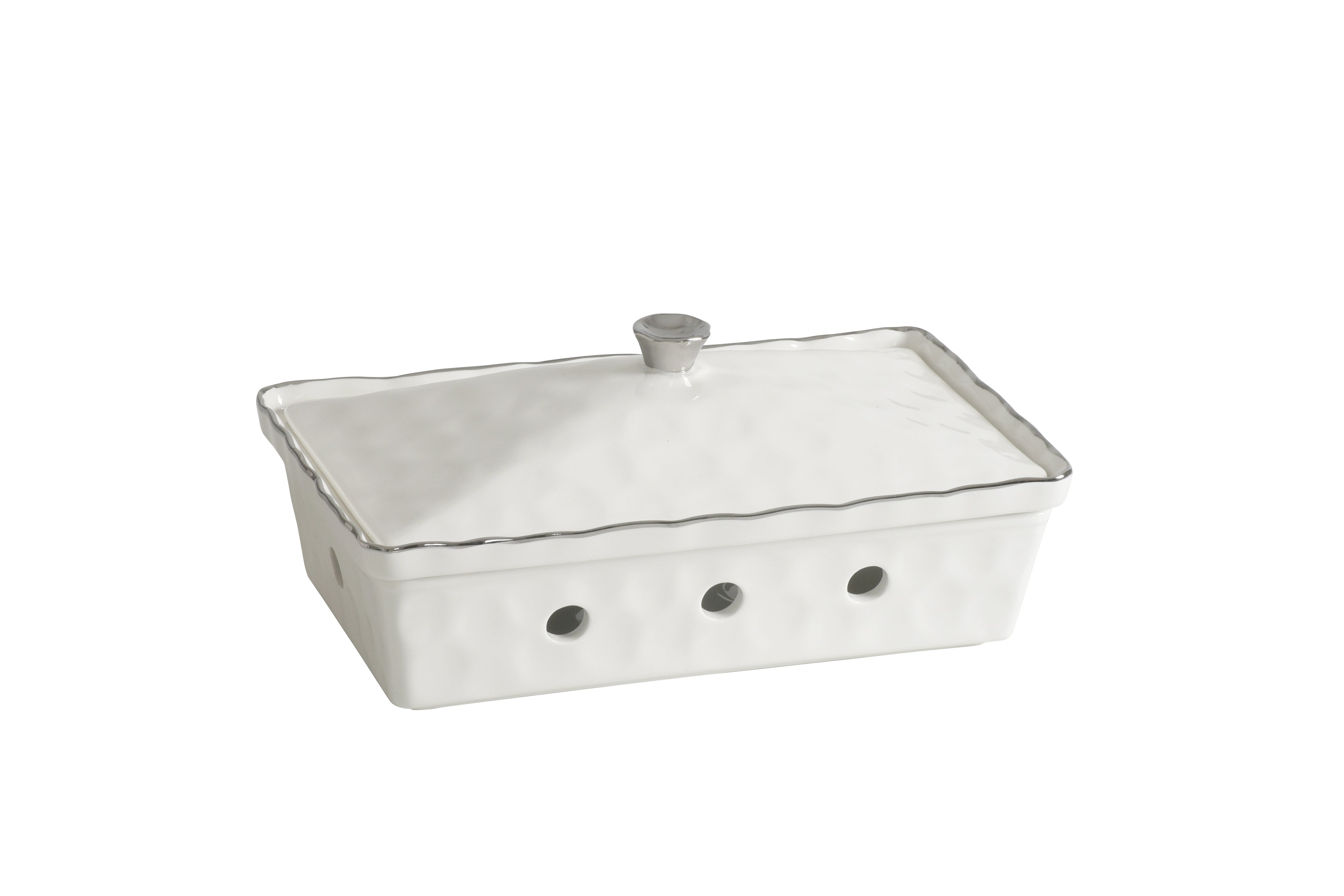 Rectangular Chafing Dish with Wavy Silver Rim – Iris Selections