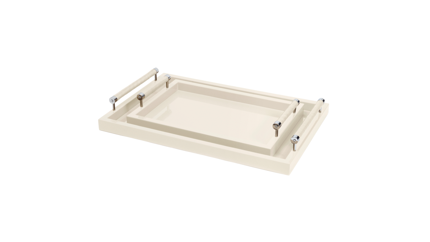 Iris Selections | Lacquered Tray with Leather Handles Ivory