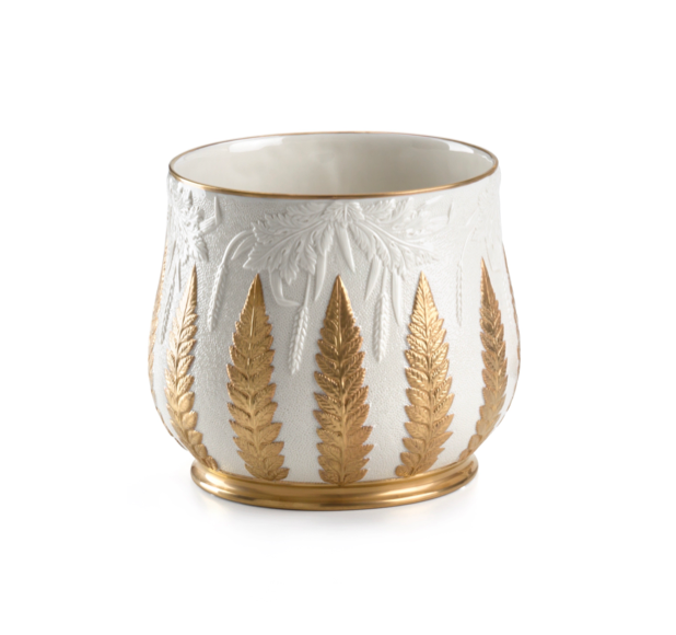 Iris Selections | Cattin Cachepot with Gold Leaves