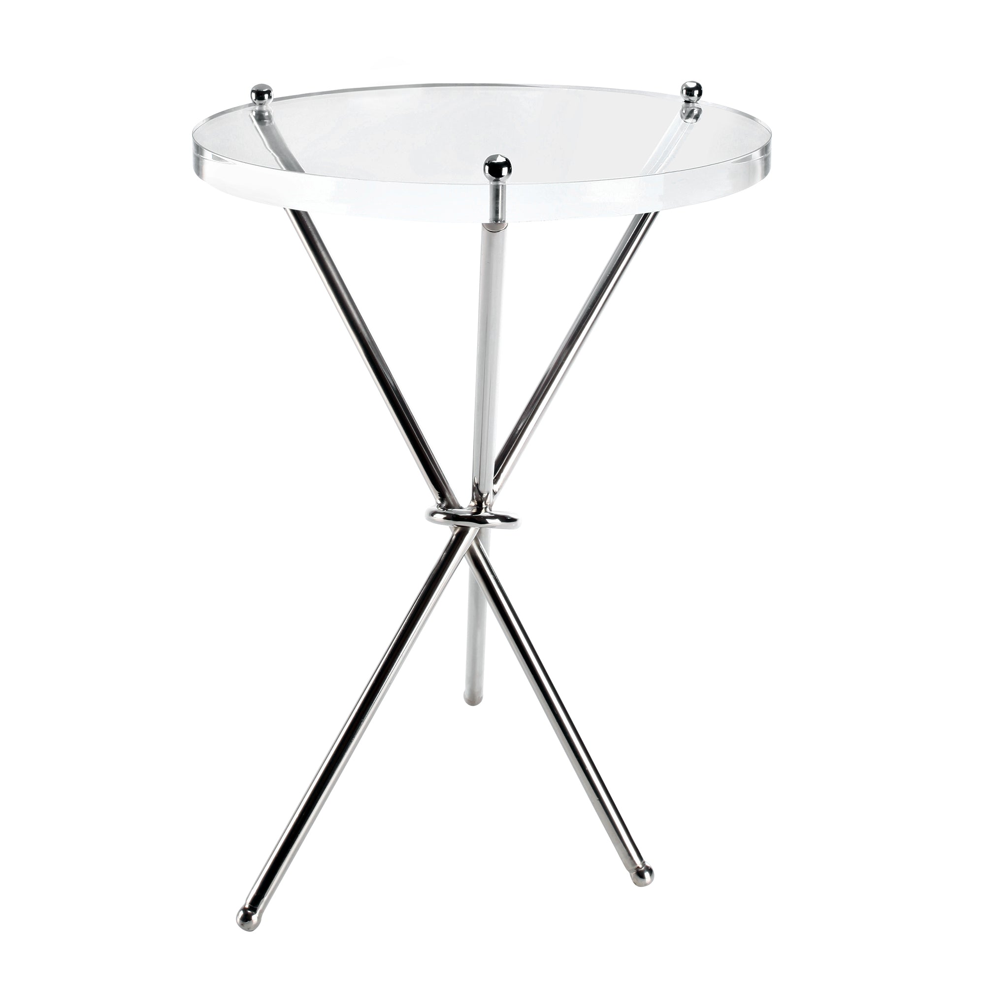 Lucite Side Table Shiny Nickel – Iris Selections