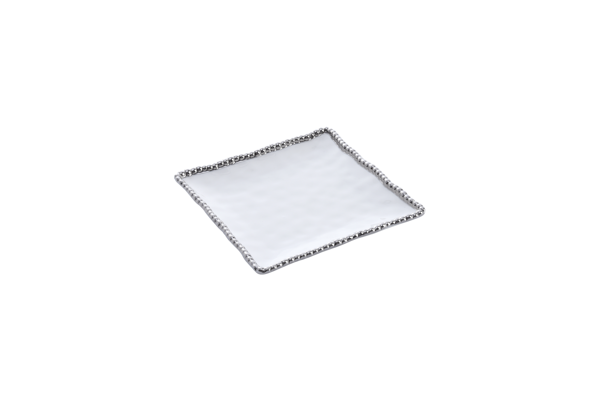 Iris Selections | Square Salad Plate White & Silver