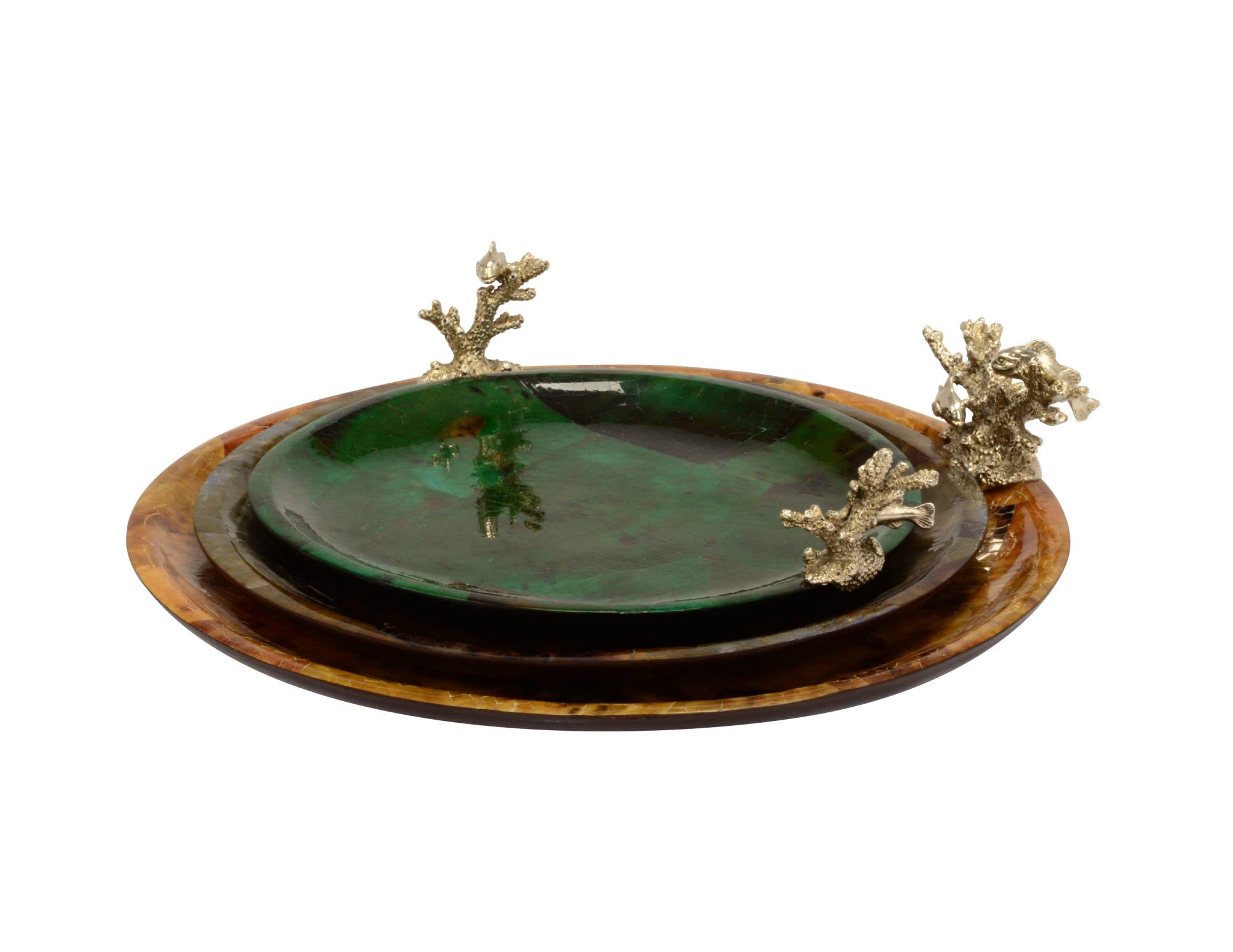 Iris Selections | Green Tiger Pen Shell Round Tray